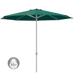Sonnenschirm / Balkonschirm 3,5m rund / Stofffarbe grün / Gestell silber | paramondo interpara (ohne Standfuß, ohne zusätzliche Belüftung)