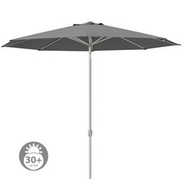 Sonnenschirm / Balkonschirm 3,5m rund / Stofffarbe grau / Gestell silber | paramondo interpara (ohne Standfuß, ohne zusätzliche Belüftung)