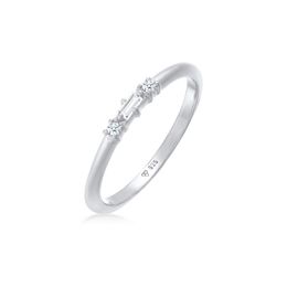 Elli DIAMONDS Fingerring »Verlobungsring Diamant (0.03 ct.) Rechteck 925 Silber« Silber 52 mm Zauberhafter Diamantring für Damen
