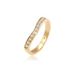 Elli DIAMONDS Diamantring »Diamanten (0.15 ct) V-Form Verlobung 925 Silber« Gold 52 mm Modern geformter Diamant Ring für Damen