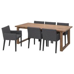 IKEA MÖRBYLÅNGA / MÅRENÄS Tisch und 6 Armlehnstühle