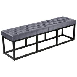 CLP Sitzbank Polson, modern, schwarzes Metallgestell, gestepptes Samt, Bodenschoner, f&uuml;r Wohnzimmer, Flur oder Schlafzimmer