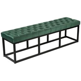 CLP Sitzbank Polson, modern, schwarzes Metallgestell, gestepptes Samt, Bodenschoner, f&uuml;r Wohnzimmer, Flur oder Schlafzimmer