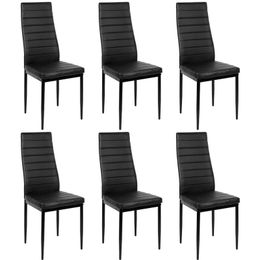 WYCTIN 6er Set Esszimmerstühle. Küchenstuhl Hochlehner Sitzgruppe. aus Kunstleder.Schwarz