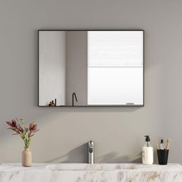 Boromal - Badspiegel,Wandspiegel,Spiegel groß Schwarz Rechteckiger Kosmetikspiegel für Badezimmer Wohnzimmer Glatte Spiegeloberfläche 50x70 cm
