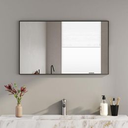 Boromal - Badspiegel,Wandspiegel,Spiegel groß Schwarz Rechteckiger Kosmetikspiegel für Badezimmer Wohnzimmer Glatte Spiegeloberfläche 60x100 cm