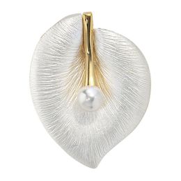 Jobo Perlenanhänger Anhänger Blatt mit Perle, 925 Silber bicolor mit Süßwasser-Zuchtperle, silberfarben