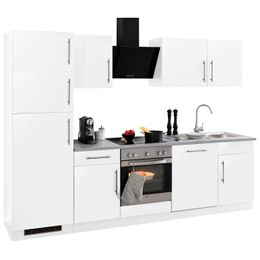Wiho-Küchen wiho Küchen Küchenzeile Cali, mit E-Geräten und Kühl-Gefrierkombination, Breite 280 cm, grau|weiß