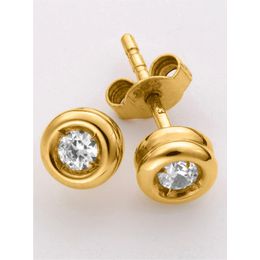 Paar Ohrstecker Lady Ohrringe Gr. Diamanten-Metall, goldfarben (gelbgold 375) Damen Ohrstecker