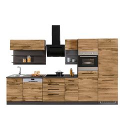 HELD MÖBEL HELD MÖBEL Küchenzeile Tulsa, mit E-Geräten, Breite 330 cm, schwarze Metallgriffe, MDF Fronten, beige