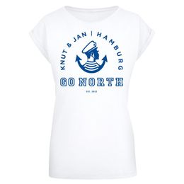 F4NT4STIC Shirt 'Go North Knut & Jan Hamburg Logo Knut & Jan Hamburg' Damen Gr&ouml;&szlig;e XXXL blau / wei&szlig;