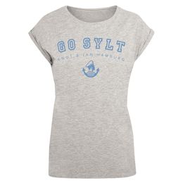 F4NT4STIC T-Shirt 'Go Sylt Knut & Jan Hamburg' Damen Gr&ouml;&szlig;e L blau / grau