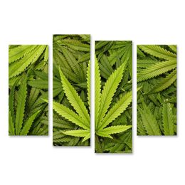 islandburner Leinwandbild Bild auf Leinwand Big Marijuana Leaf Close Up With Texture Background