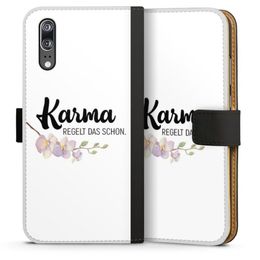 DeinDesign Handyhülle Karma regelt das schon, Huawei P20 Hülle Handy Flip Case Wallet Cover Handytasche Leder