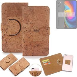 K-S-Trade Handyhülle für UMIDIGI F3 Pro 5G, Handy-Hülle Schutz-Hülle Handyhülle Schutzhülle Korkhülle, braun|schwarz