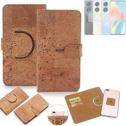 K-S-Trade Handyhülle für Oppo A1 5G, Handy-Hülle Schutz-Hülle Handyhülle Schutzhülle Korkhülle, braun|schwarz