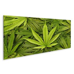 islandburner Leinwandbild Bild auf Leinwand Big Marijuana Leaf Close Up With Texture Background