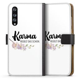DeinDesign Handyhülle Karma regelt das schon, Huawei P20 Pro Hülle Handy Flip Case Wallet Cover Handytasche Leder