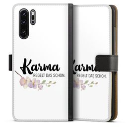 DeinDesign Handyhülle Karma regelt das schon, Huawei P30 Pro Hülle Handy Flip Case Wallet Cover Handytasche Leder
