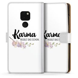 DeinDesign Handyhülle Karma regelt das schon, Huawei Mate 20 Hülle Handy Flip Case Wallet Cover Handytasche Leder