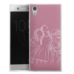 DeinDesign Handyhülle Freundinnen Line Art, Sony Xperia XA 1 Silikon Hülle Bumper Case Handy Schutzhülle