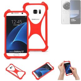 K-S-Trade Handyhülle für Xiaomi 13 Ultra, Handy-Hülle Schutz-Hülle Bumper Silikon Schutz Hülle Cover Case, rot|schwarz