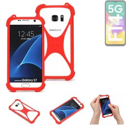 K-S-Trade Handyhülle für Samsung Galaxy F14, Handy-Hülle Schutz-Hülle Bumper Silikon Schutz Hülle Cover Case, rot|schwarz