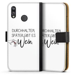 DeinDesign Handyhülle Durchhalten, später gibt es Wein, Huawei P20 Lite Hülle Handy Flip Case Wallet Cover Handytasche Leder