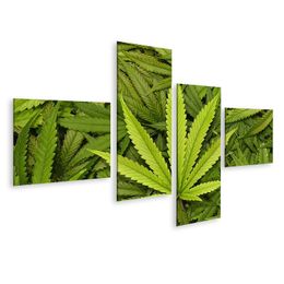 islandburner Leinwandbild Bild auf Leinwand Big Marijuana Leaf Close Up With Texture Background