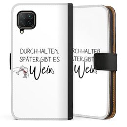 DeinDesign Handyhülle Durchhalten, später gibt es Wein, Huawei P40 Lite Hülle Handy Flip Case Wallet Cover Handytasche Leder