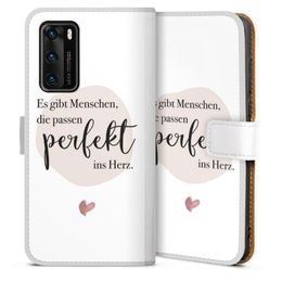 DeinDesign Handyhülle Es gibt Menschen die passen, Huawei P40 Hülle Handy Flip Case Wallet Cover Handytasche Leder
