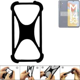 K-S-Trade Handyhülle für Samsung Galaxy M14 5G, Handy-Hülle Schutz-Hülle Silikon Bumper TPU Softcase Smartphone, schwarz