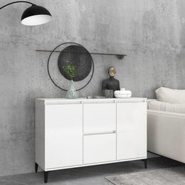 MAISONCHIC Sideboard Kommode für Wohnzimmer Küche Hochglanz-Weiß 104x35x70 cm Holzwerkstoff DE64735