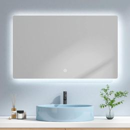 Badspiegel led 100x60cm Badezimmerspiegel mit Warmweiß/Kaltweiß/Natürliches Licht Beleuchtung und Touch-schalter IP44 Energie sparen - Emke