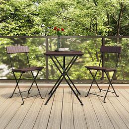 MAISONCHIC 2er Set Bistrostühle Gartenstühle Stühle für Garten Terrasse Balkon Klappbar Braun Poly Rattan und Stahl DE56303