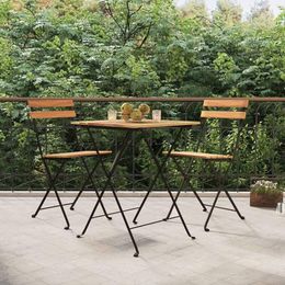 MAISONCHIC 2er Set Bistrostühle Klappbar Gartenstühle Stühle für Garten Terrasse Balkon Massivholz Teak und Stahl DE90214