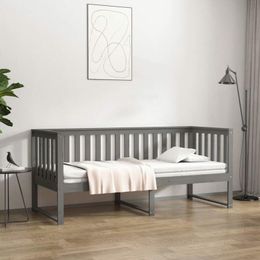 MAISONCHIC Tagesbett Einzelbett Bett für Schlafzimmer Grau 75x190 cm Massivholz Kiefer DE95965