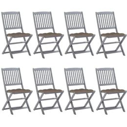 MAISONCHIC 8er Set Gartenstühle Gartensessel Klappbare Stühle für Garten Terrasse Balkon mit Kissen Massivholz Akazie DE31226