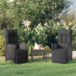 MAISONCHIC 2er Set Gartenstühle Gartensessel mit Kissen Stühle für Garten Terrasse Balkon Poly Rattan Schwarz DE54260
