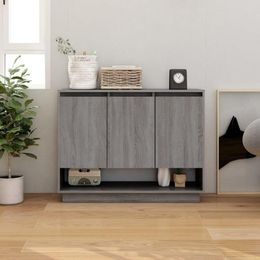 MAISONCHIC Sideboard Kommode für Wohnzimmer Küche Grau Sonoma 97x31x75 cm Holzwerkstoff DE26003