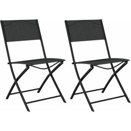 MAISONCHIC - 2er Set Gartenstühle Gartensessel Klappbare Stühle für Garten Terrasse Balkon Schwarz Stahl und Textilene DE59925