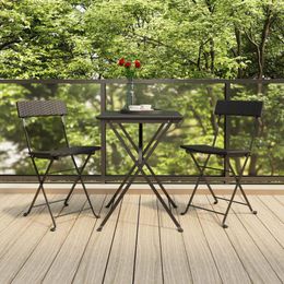 MAISONCHIC 2er Set Bistrostühle Gartenstühle Stühle für Garten Terrasse Balkon Klappbar Schwarz Poly Rattan und Stahl DE98036