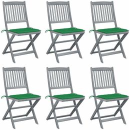 MAISONCHIC 6er Set Gartenstühle Gartensessel Klappbare Stühle für Garten Terrasse Balkon mit Sitzkissen Massivholz Akazie DE55092