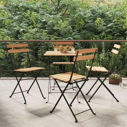 MAISONCHIC 4er Set Bistrostühle Gartenstühle Stühle für Garten Terrasse Balkon Klappbar Massivholz Teak und Stahl DE73593