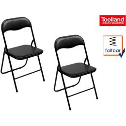toolland Klappstuhlset schwarz gepolstert, faltbarer Stuhl, Campingstuhl, Terrassenmöbel