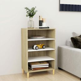 MAISONCHIC - Sideboard Kommode für Wohnzimmer Küche Weiß Sonoma-Eiche 57x35x90 cm Holzwerkstoff DE80377