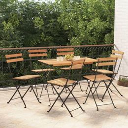 MAISONCHIC 6er Set Bistrostühle Gartenstühle Stühle für Garten Terrasse Balkon Klappbar Massivholz Teak und Stahl DE36782