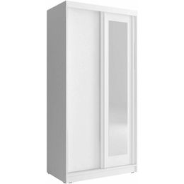 Bim Furniture - alaska Kleiderschrank 100 cm mit 2 schiebetüren spiegel weiß matt