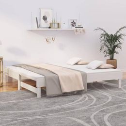 MAISONCHIC Tagesbett Doppelbett Bett für Schlafzimmer Ausziehbar Weiß 2x(90x190) cm Massivholz Kiefer DE35733