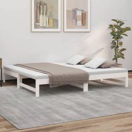 MAISONCHIC Tagesbett Ausziehbar Doppelbett Bett für Schlafzimmer Weiß 2x(90x190) cm Massivholz Kiefer DE61101